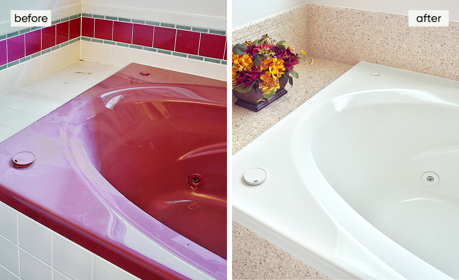 Refinished bathtubs, countertops resurfaced, tile reglazing