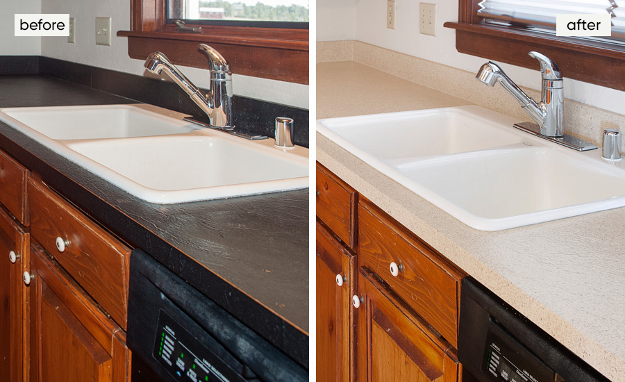 Refinished bathtubs, countertops resurfaced, tile reglazing